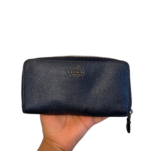 Coach | Bags | Coach Midnight Blue Leather Wallet | Poshmark